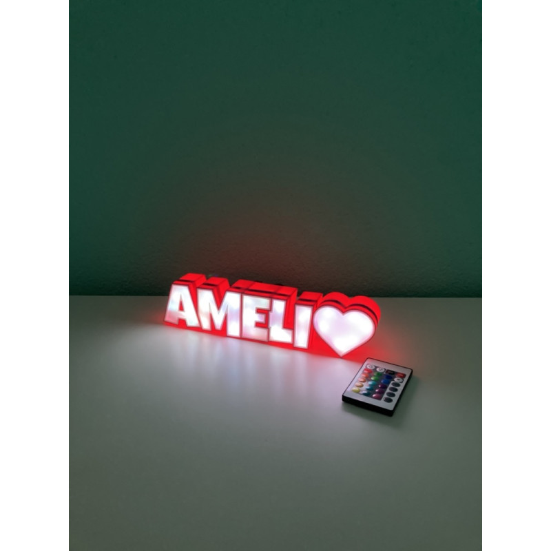 Lampe coeur avec nom LED