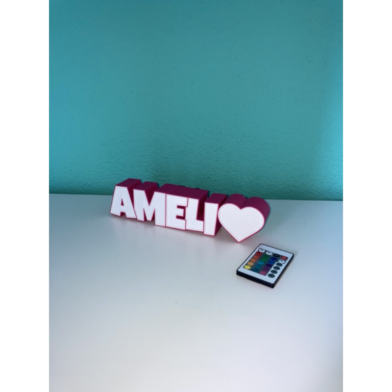 Lampe coeur avec nom LED